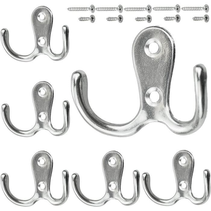 Lot De 6 Crochets De Porte, Crochets Doubles Avec 24 Vis, Crochets ...