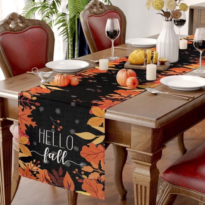 Chemin De Table Polyester Chemin De Table Feuille Chemin De Table Jaune ...