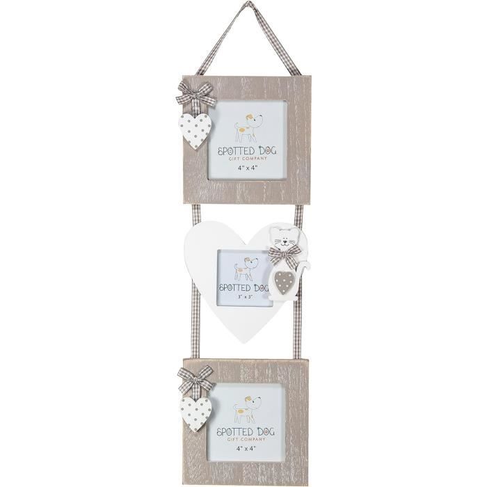 Cadre Multi Photo en Bois, Triple Cadres Photo Coeur et Carrés pour ...