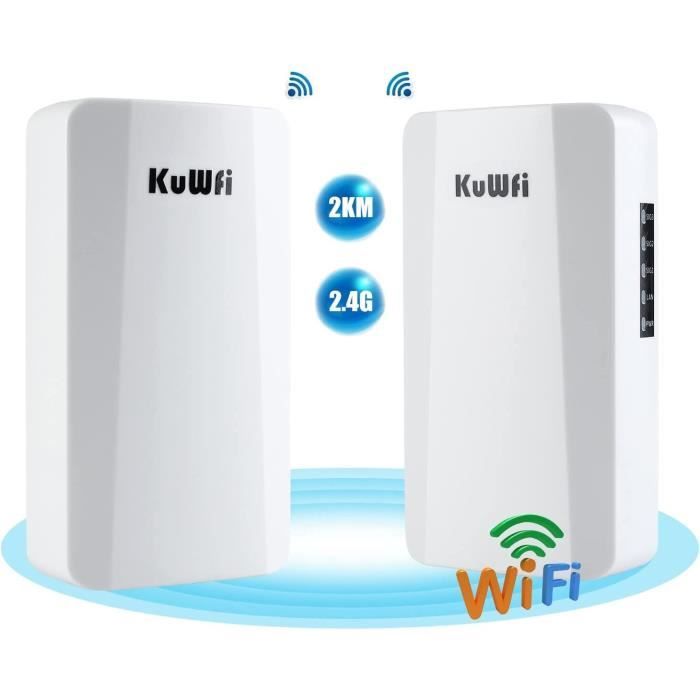 Pont WiFi Exterieur, Point d'accès WiFi 300Mbps, Point d'accès sans Fil avec Port Gigabit RJ45 ...