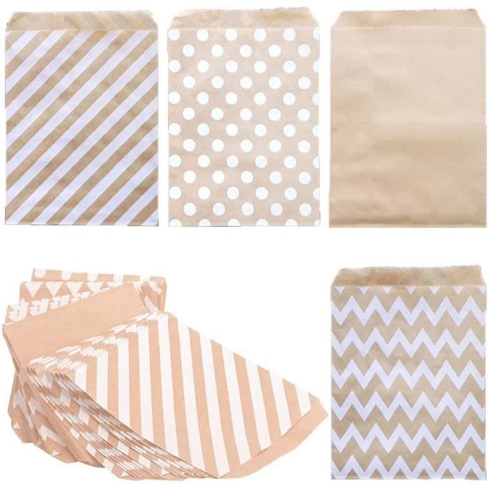 100 Pcs Sac Papier Kraft à Fond Marron,Sachets Papier Kraft Mini ...