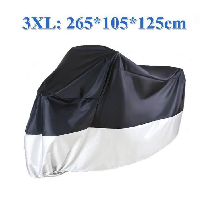 Housse De Moto Pluie Prévention Poussières UV Etanche A Poussière Couverture Noir et argent 3XL ...