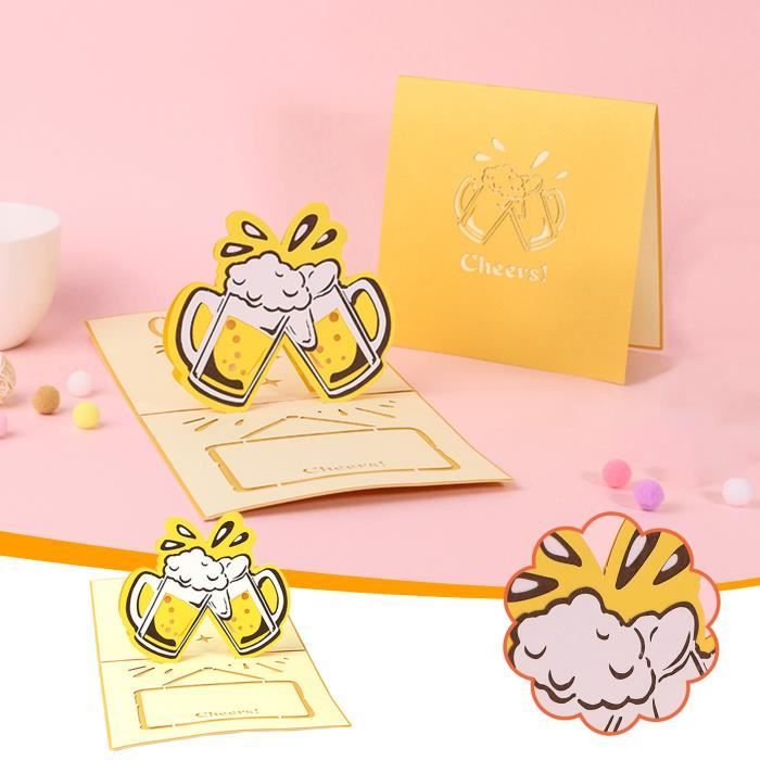 Beer Cheers Carte de voeux 3D Sculpture en papier Carte de message de ...