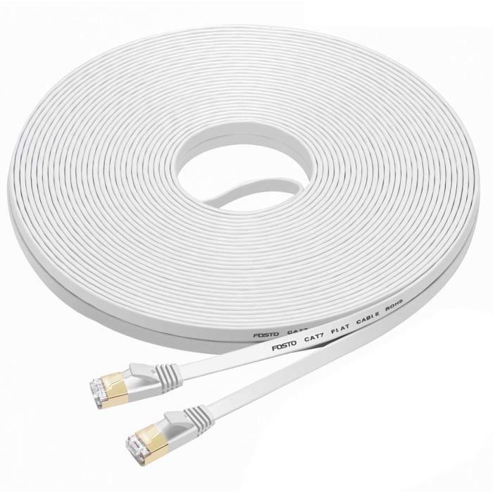 Câble Ethernet Cat7 plat RJ45 haut débit 10 Gigabit LAN pour Xbox, PS4 ...