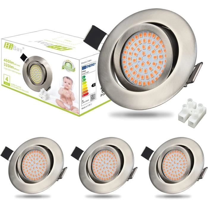 Jeu De 4 Spots Led Encastrables Ultraplats 230V Spots Encastrables Blanc Chaud 3,5W Plafonniers ...
