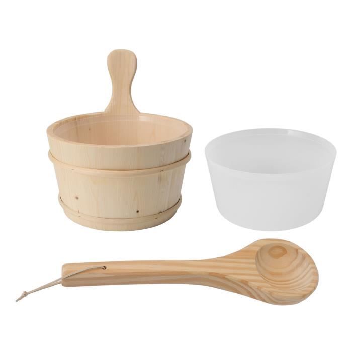 Seau et louche de sauna - FAFEICY - 4L - Bois d'épicéa - Doublure en ...