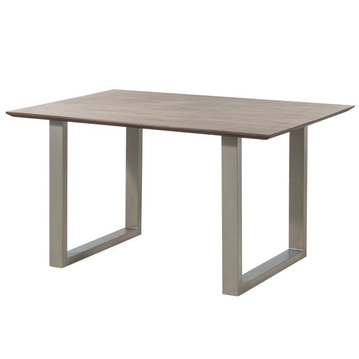 Table à manger - Bois massif d'acacia - 160x90 cm - Taupe-Gris - Pieds ...