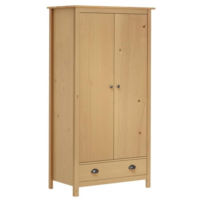 Garde-robe à 2 portes Hill 89x50x170 cm Bois de pin solide LY2130 ...