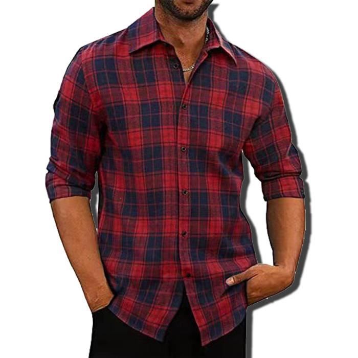 Chemise Homme à carreaux de baggy MOBIGARLAN - WX87 Rouge - Coupe ...