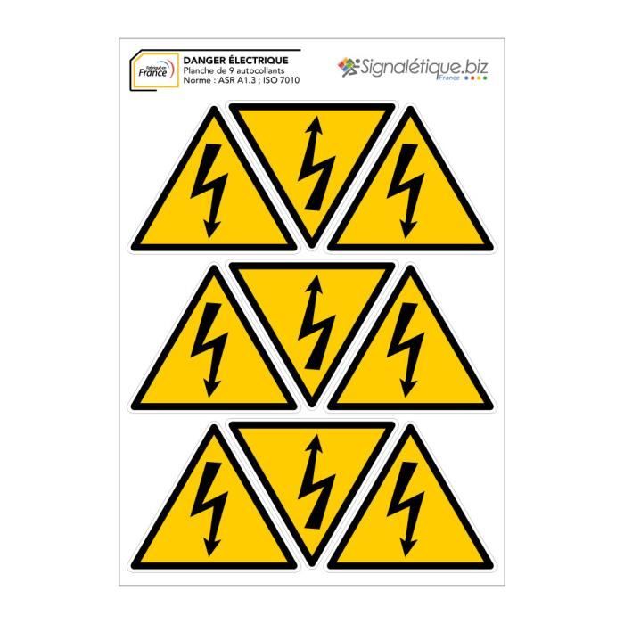 Etiquettes Danger Electrique planches autocollants différents formats ...