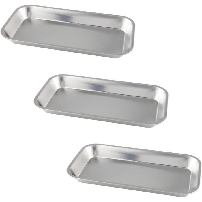 DELSEN 3 Pièces Plateau INOX Médical 22.5*12 cm Plateau de Laboratoire ...