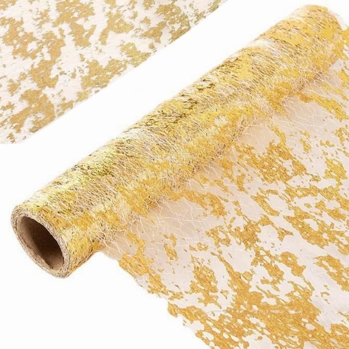 Reforung Chemin de Table 28cm x 15m Chemins De Table Doré Ruban de ...