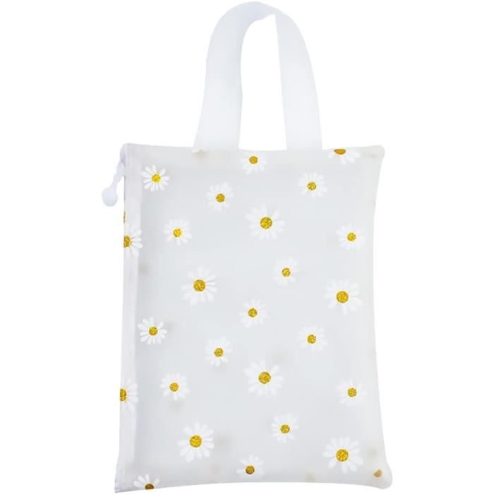 Trousse À Crayons En Plastique Transparent Avec Fermeture Éclair Motif Marguerite Blanc[T376 ...