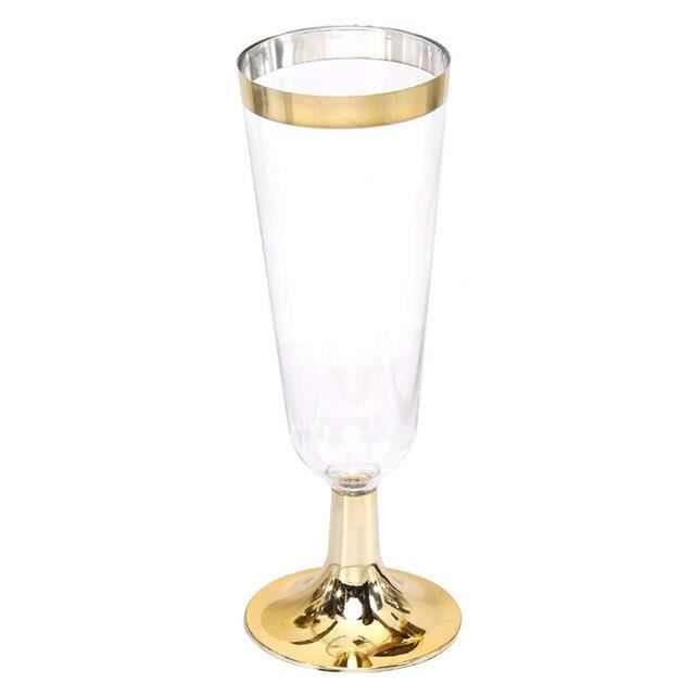 VERRE A VIN,Gold-12pcs--Flûtes à Champagne en plastique, verres à vin ...