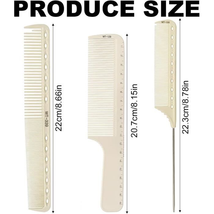 3 Pcs Peigne Cheveux Peigne A Queue Peigne Homme Gros Peigne Peigne ...