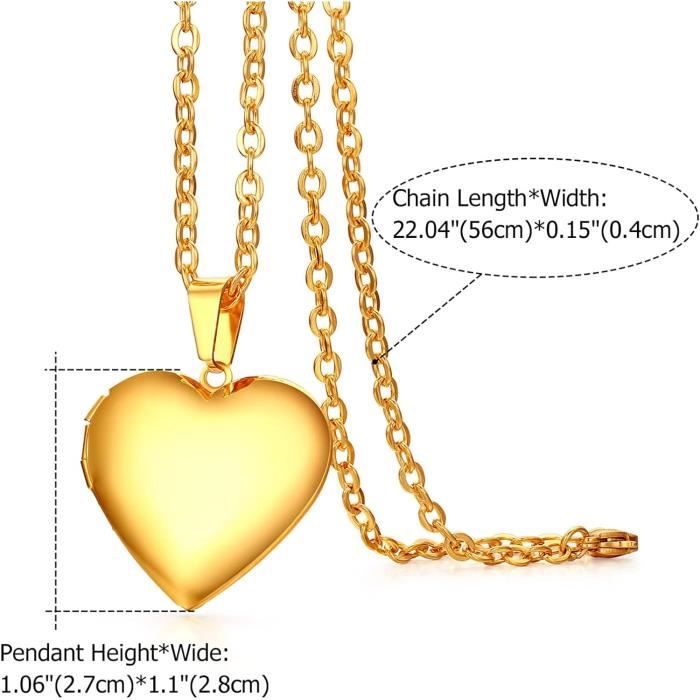 Collier Coeur Personnalisable Avec Photo-Texte,Pendentif Cadre Photo ...