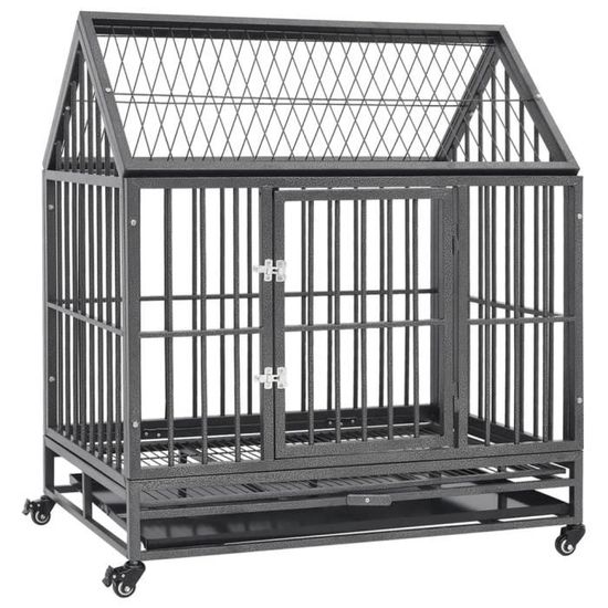 MAG Cage pour chien avec roues et toit Acier 92x62x106 cm 7457342527567 ...