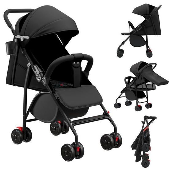 NOIR Poussette compacte avec dossier Inclinable réglable, Willonin ...