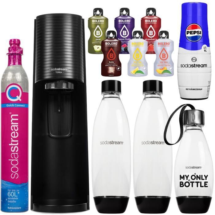 Saturateur eau gazeuse - Sodastream - Terra - Noir - 3 bouteilles ...