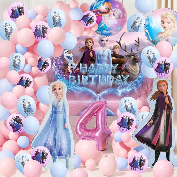 Kit Anniversaire Reine Des Neiges 4 Ans - Arche De Ballon - 71 Pcs ...