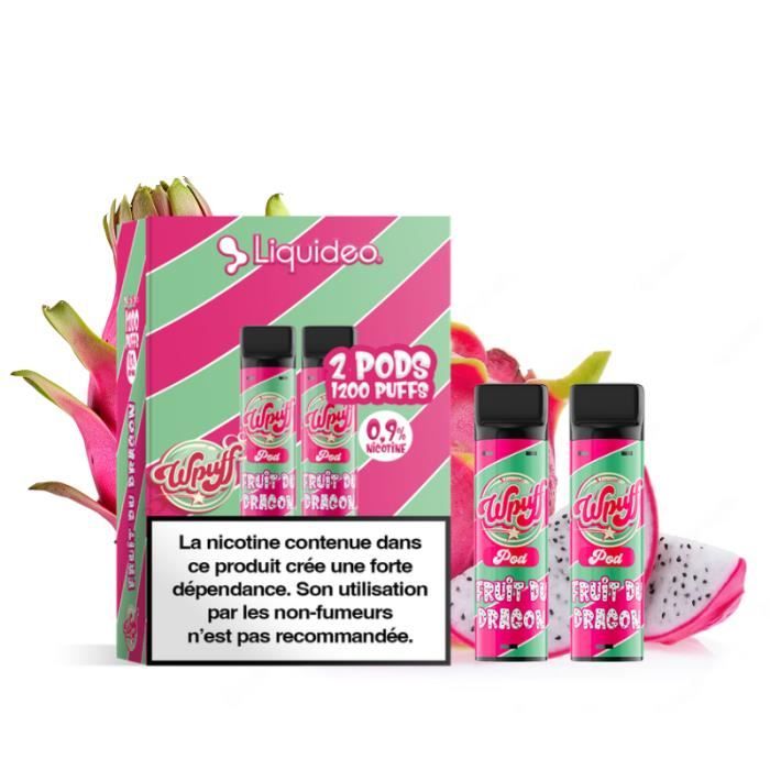 Cartouches Wpuff 1200 puffs Wpuff by Liquideo 09 mg/ml Fruit du Dragon ...
