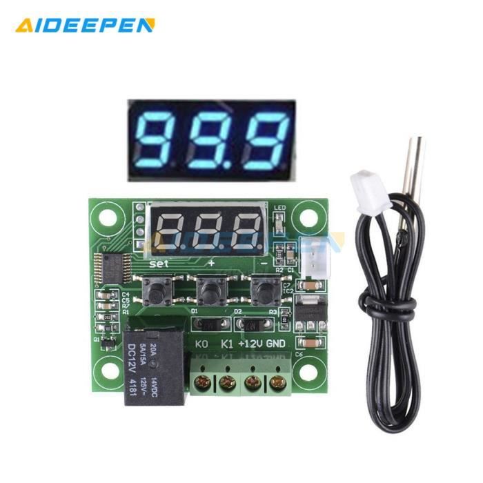 Aideepen W1209 numérique bleu LED DC 12 V chaleur Cool Temp Thermostat Module de contrôle de ...