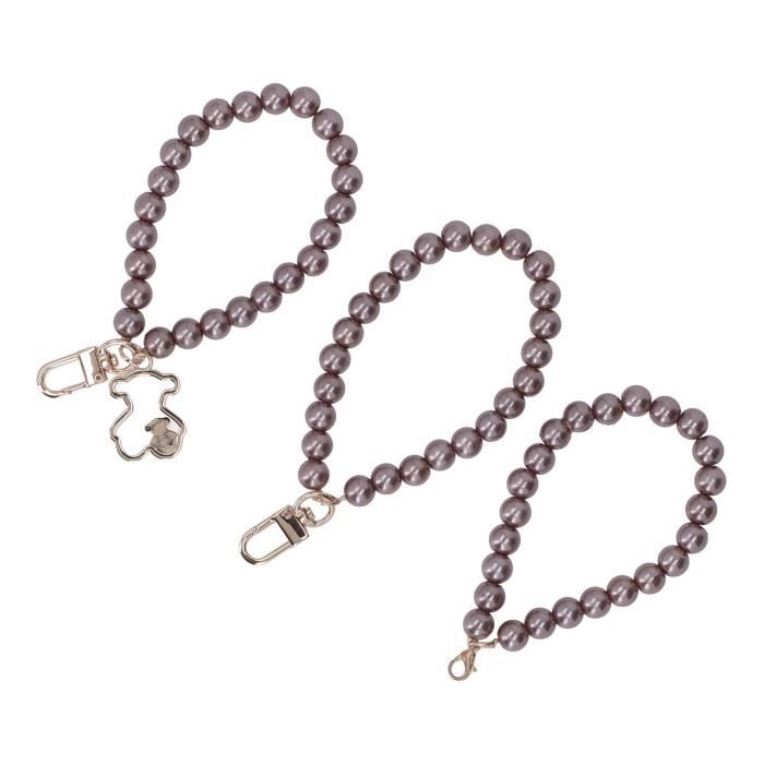 Porte-clés perle Porte-clés en perles, boucle en métal de 10 mm, belle ...