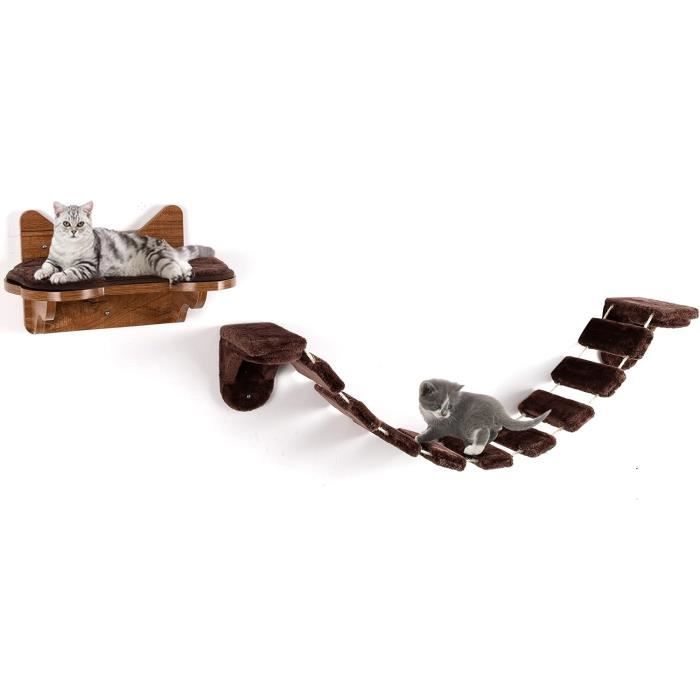 GOPLUS Mur d'Escalade pour Chats, Pont avec Passerelle, Arbre à Chat d ...