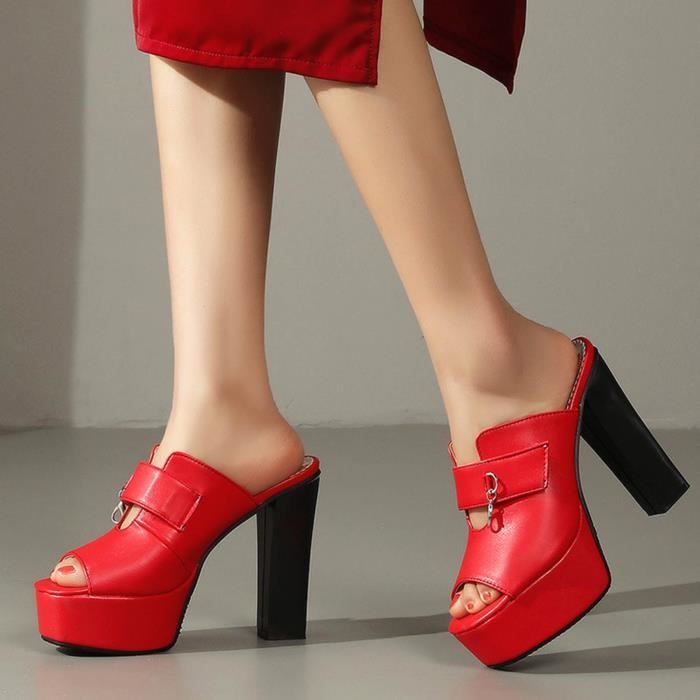 Sandales à talons super hauts pour femmes avec boucle de ceinture Rouge ...