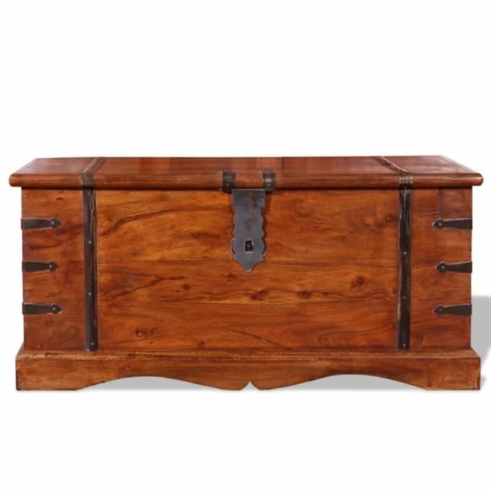 Coffre de rangement en bois massif - OVONNI - MODE - Marron - Contemporain - Design Coffre de ...
