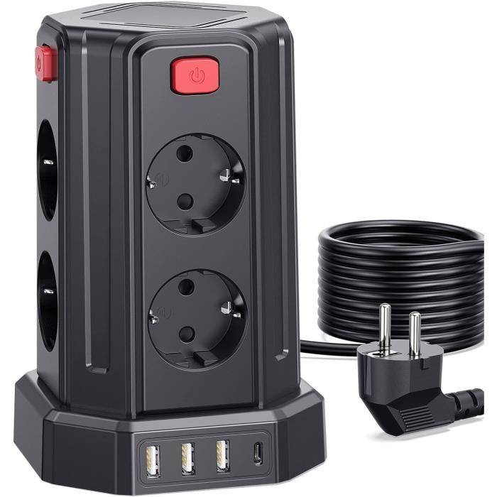 Multiprise Avec Interrupteur, Avec 4 Usb Ports(3 Usb A+1 Usb C Max 5V-3 ...