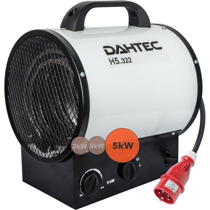 DAHTEC chauffage soufflant céramique électrique 5000w avec thermostat et 2 niveaux de chauffage ...