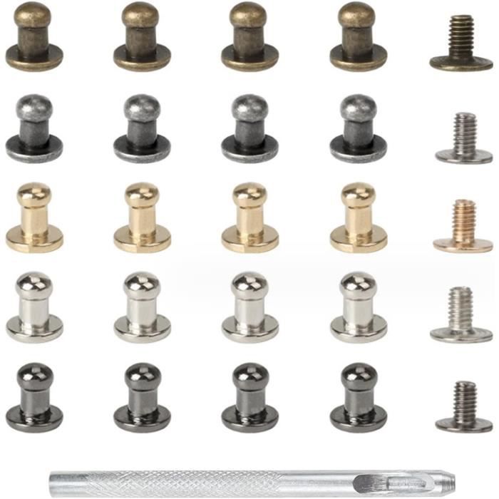 100 Pcs Rivets Pour Cuir En Métal, Rivet À Visser,Bouton De Col À Vis ...