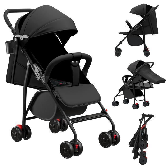 NOIR Poussette compacte avec dossier Inclinable réglable, Willonin ...