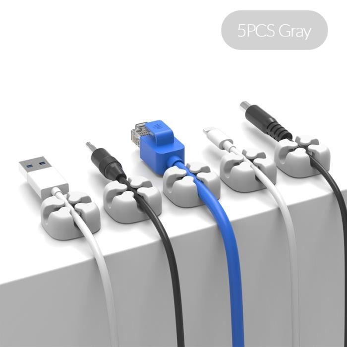 ACCESSOIRES POUR CABLE,5pcs gray--Mini organiseur de câbles USB ...