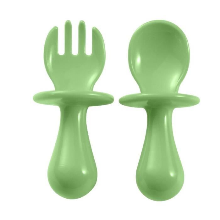 COUVERTS BEBE,Green Set--Mini fourchette cuillère en Silicone de ...