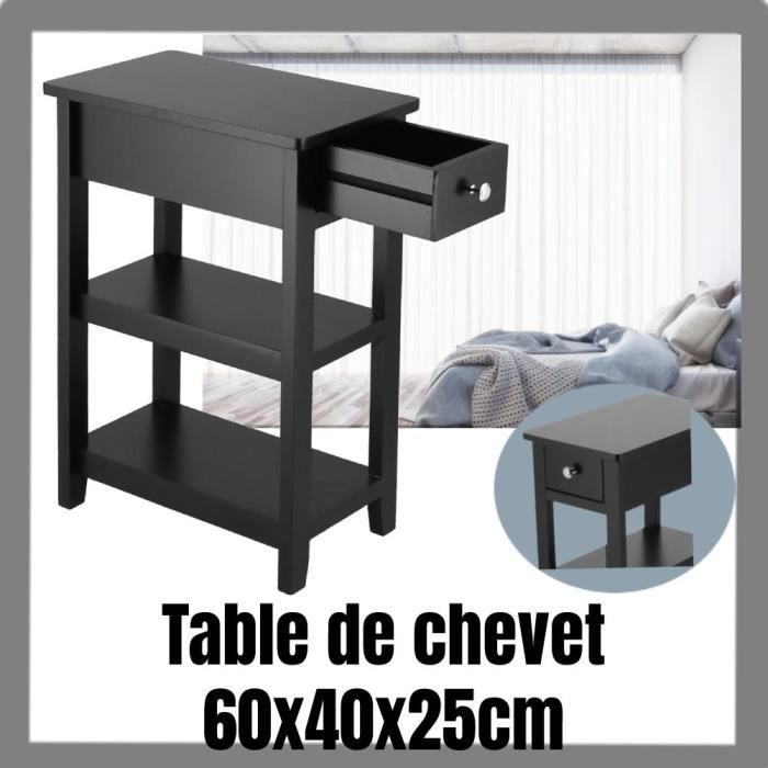 DAM-Table basse table de chevet noir, en bois de paulownia durable ...