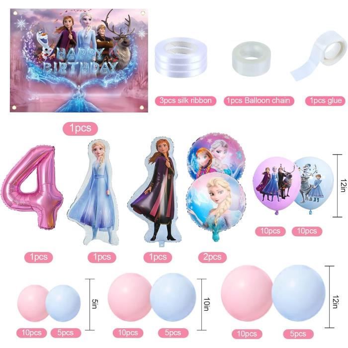 Kit Anniversaire Reine Des Neiges 4 Ans - Arche De Ballon - 71 Pcs ...