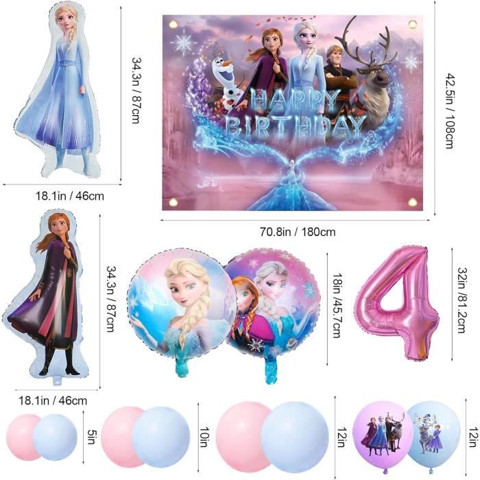 Kit Anniversaire Reine Des Neiges 4 Ans - Arche De Ballon - 71 Pcs ...