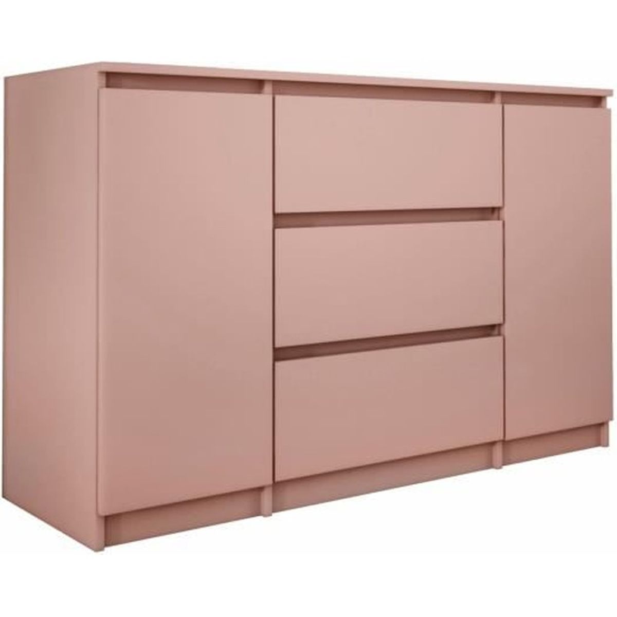 Commode 2 portes 3 tiroirs L: 120 cm, H: 78 cm, P: 40 cm, Couleur: ROSE ...