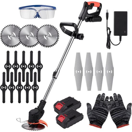 Coupe Bordure sans Fil avec 2 Batteries,21V Débroussailleuse Electrique sans Fil et 3 Types de ...