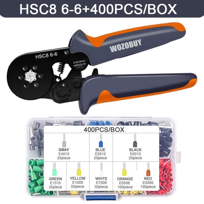 HSC8 6-6 400 pièces-WOZO-Kit d'outils de sertissage de virole avec viroles politiquement als ...