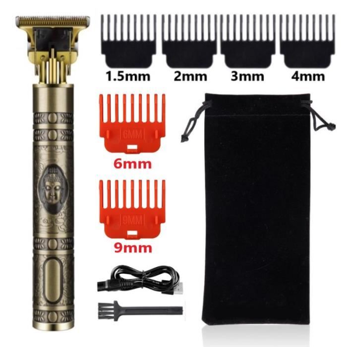 Bouddha Tondeuse à cheveux électrique sans fil pour hommes, rasoir professionnel USB T9 pour ...