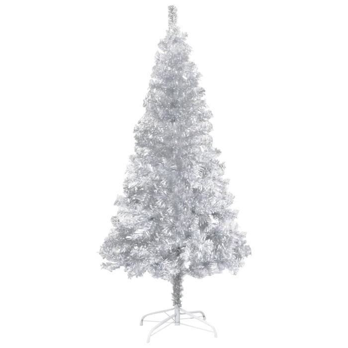 Chez WU Sapin de Noël artificiel avec support Argenté 240 cm PET 60299 ...