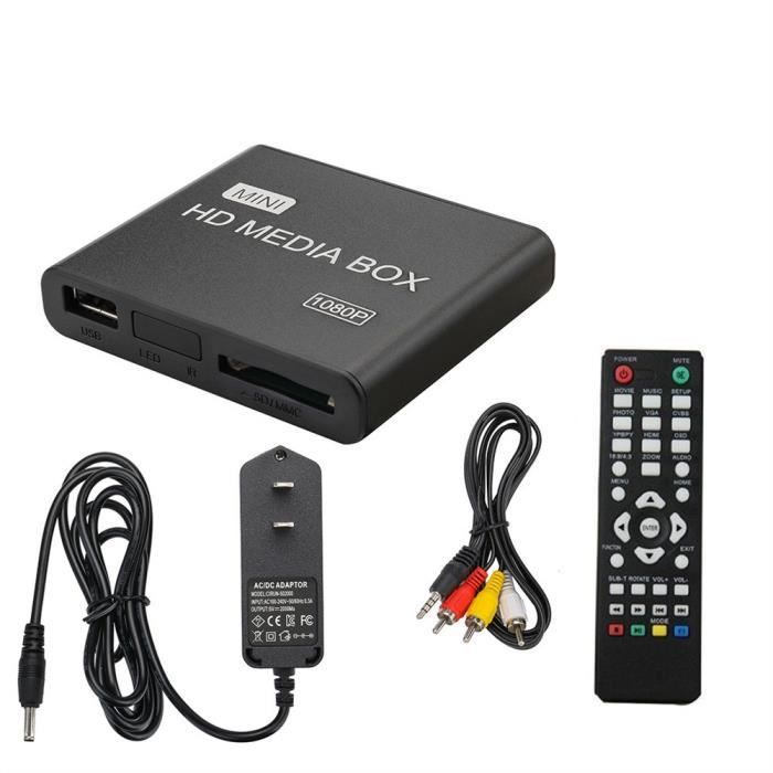 Mini HD 1080P Media Player BOX USB Media Box Avec HDMI AV MMC AVI MOV ...