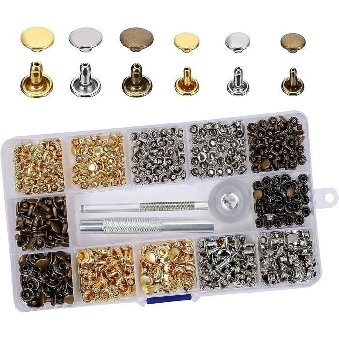 240 Rivets En Cuir À Double Cpuchon Rivet En 2 Tilles Et 3 Couleurs ...