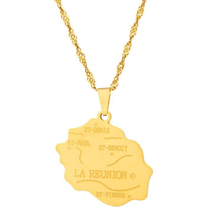 Collier Avec Pendentif Carte Du Drapeau De La France De La Réunion ...