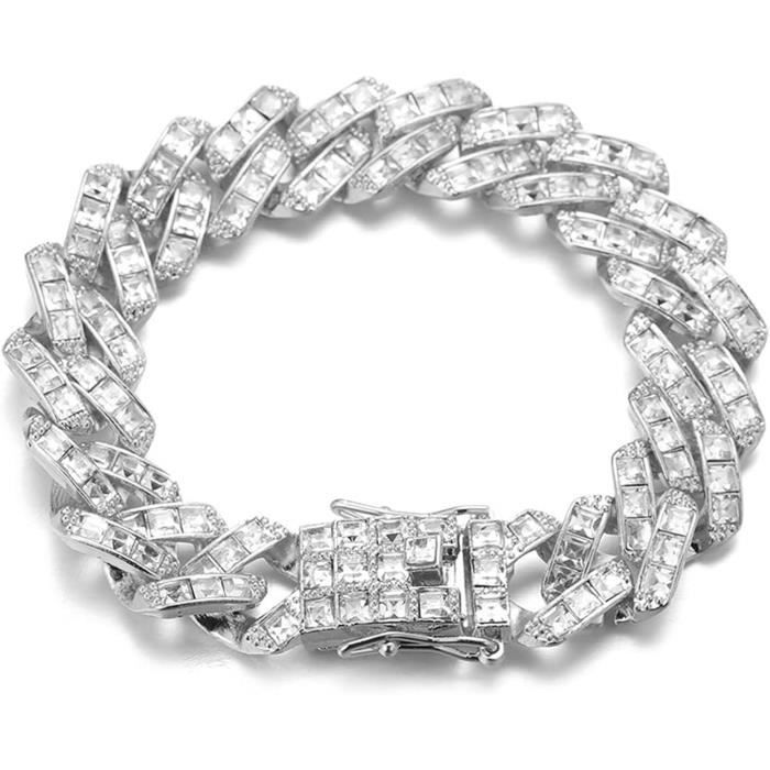 Diamant Chaîne En Or Pour Hommes Iced Out,16Mm Blanc Zircon Finition Or ...