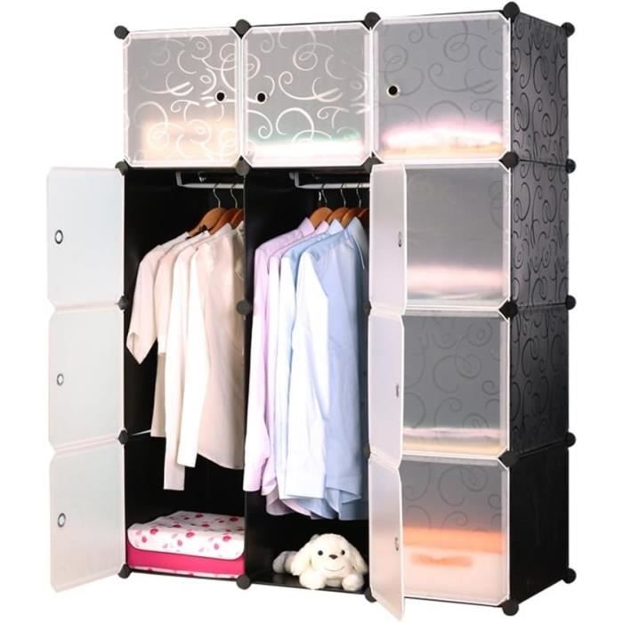 12 Cubes DIY Garde-Robe Armoire Portable Armoire à Chaussures Plastique ...