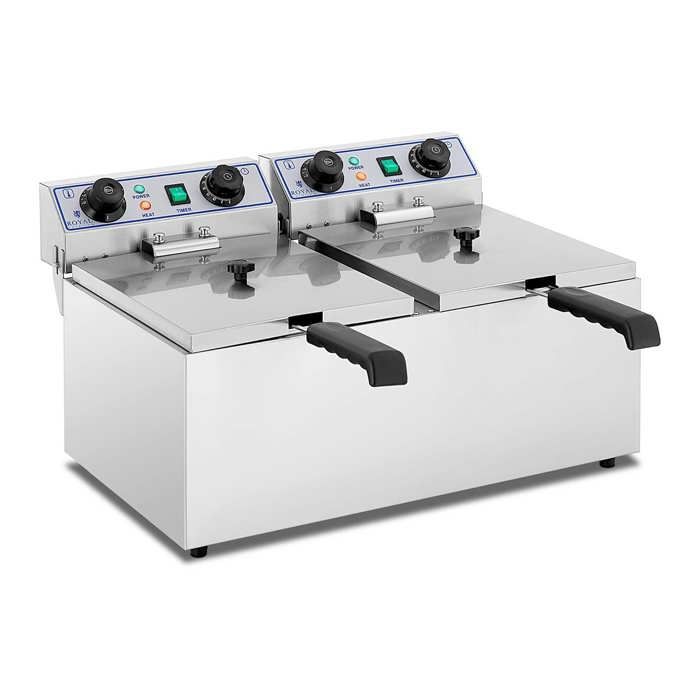 Friteuse professionnelle double avec minuterie 60min max. 2 x 13L 2 x 3 ...